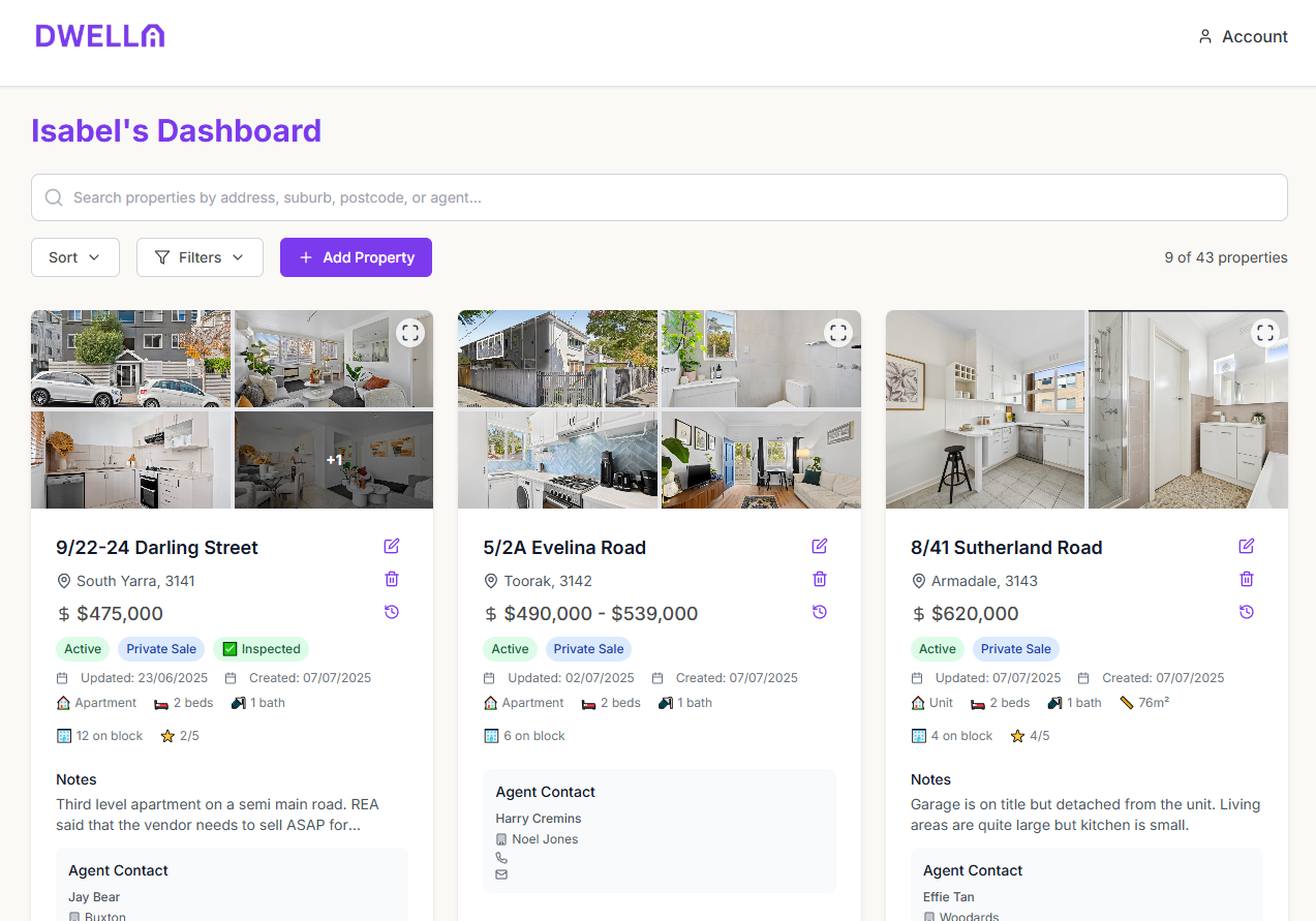 DWELLA - The Best Home Buyer Tool for Property Tracking